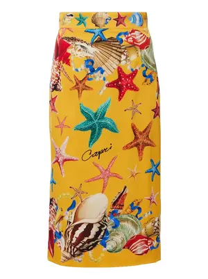 DOLCE & GABBANA Dolce&Gabbana Capri Printed Silk-Blend Midi Skirt