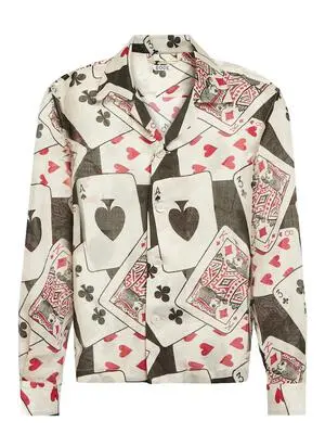 BODE Ace Of Spades Printed Ramie Shirt - White