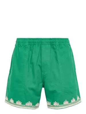 BODE Ripple Embroidered Cotton Shorts - Green
