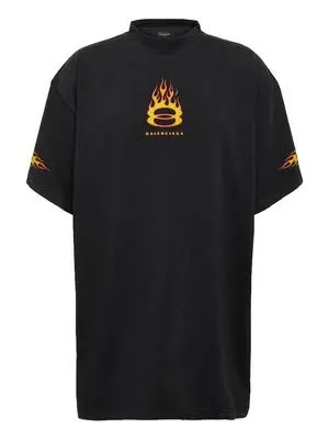 Balenciaga Oversized Logo Cotton Jersey T-shirt - Black