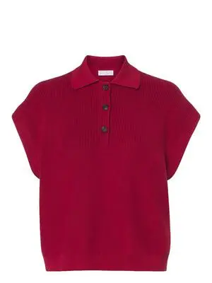 Brunello Cucinelli BRUNELLO CUCINELLI Cotton Polo Sweater Red