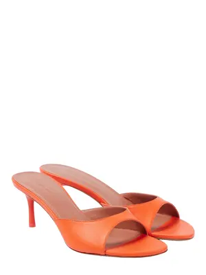 Amina Muaddi Jeanne 60 Leather Mules - Orange