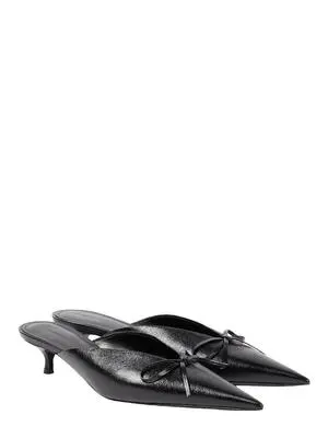 Balenciaga Knife Bow Leather Mules - Black