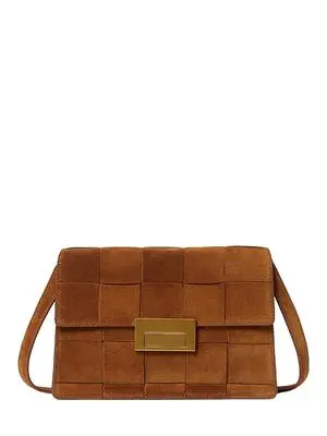 LOEFFLER RANDALL Delphine Small Leather Crossbody - Cacao/gold