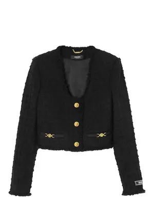 Versace Heritage Tweed Cropped Jacket - Black