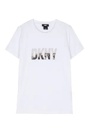 Dkny Rhinestone-embellished Logo T-shirt - White