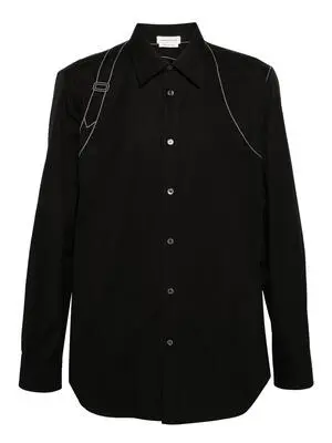 Alexander McQueen Decorative-stitching Cotton Shirt - Black