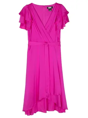 Dkny Ruffle-detail Midi Dress - Pink