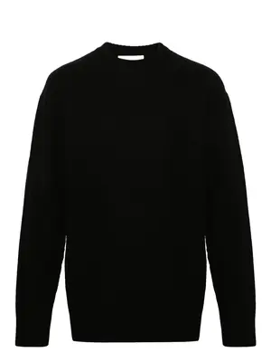 JIL SANDER Crew-neck Boiled Wool Jumper - Black