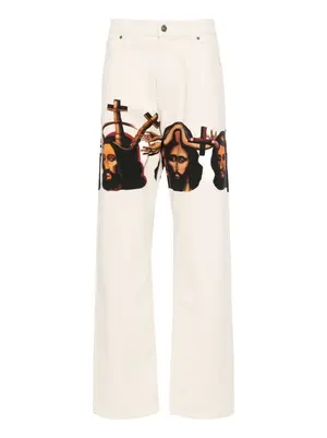 424 Graphic-print Baggy Jeans - White