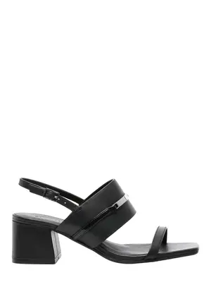 Calvin Klein 55mm Logo-plaque Leather Sandals - Black
