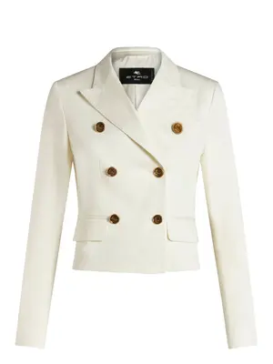 Etro Logo-embossed Double-breasted Jacket - White