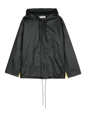 WALTER VAN BEIRENDONCK Stop Logo-print Hooded Jacket - Black