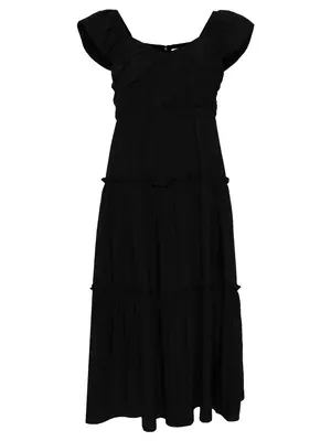 B+AB Pleated Tiered Midi Dress - Black
