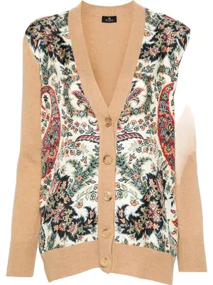 Etro Floral-print Cardigan - Neutrals