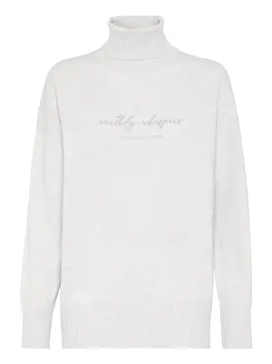 Brunello Cucinelli Embroidered Roll-neck Jumper - White