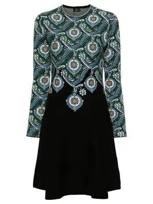 Etro Jacquard-pattern Knitted Dress - Green