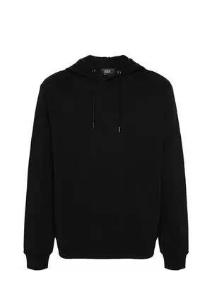 A.p.c. Logo Embroidered Cotton Hoodie - Black