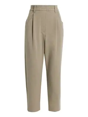 Brunello Cucinelli Cotton-Blend Jersey Tapered Pants Mushroom