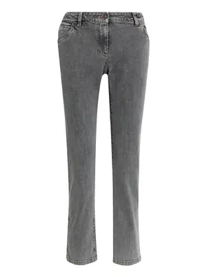 Brunello Cucinelli Bead-embellished Skinny Jeans - Gray