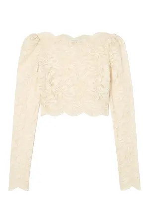 Rabanne Scalloped Cropped Lace Top - White