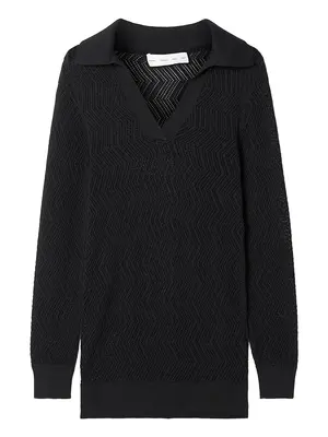 Proenza Schouler White Label Agnes Pointelle-knit Cotton Sweater - Black