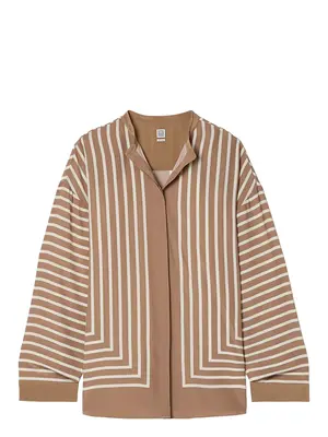 TOTEME Striped Silk-crepe Blouse - Brown