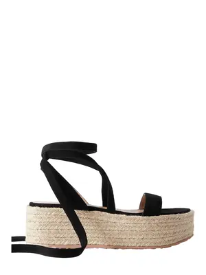 GIANVITO ROSSI 40 Suede Platform Espadrilles - Black