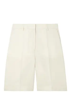 TOTEME Pleated Grain De Poudre Shorts - Off-white