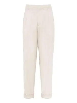 Brunello Cucinelli Pleat-detailing Tapered Trousers - Neutrals
