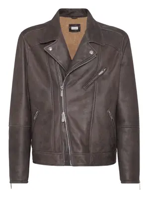 Brunello Cucinelli Shearling-lined Leather Jacket - Black