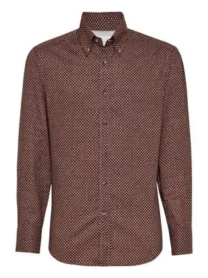 BRUNELLO CUCINELLI Geometric-pattern Cotton Shirt
