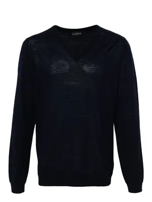 BALLANTYNE V-neck Wool Jumper - Blue
