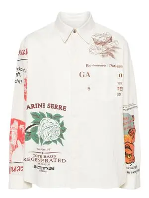 MARINE SERRE Mix-print Cotton Shirt - Neutrals