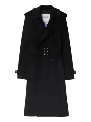 Burberry Notched-lapel Cashmere Trench Coat - Black