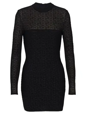 Balmain Pb Labyrinth Knitted Minidress - Black