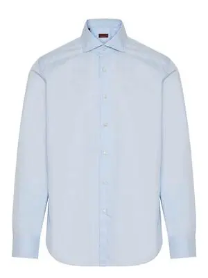 BARBA NAPOLI Cotton Botton-up Shirt Blue