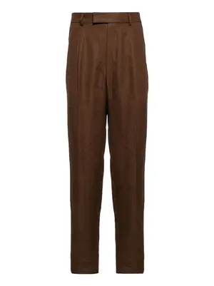 Zegna Pleated Slim-fit Trousers - Brown