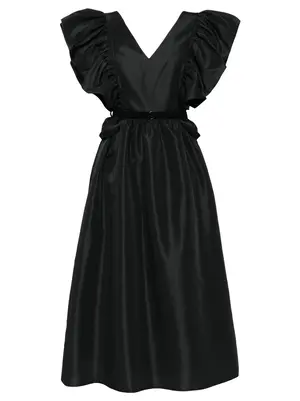 SAIID KOBEISY Ruffled Taffeta Midi Dress - Black