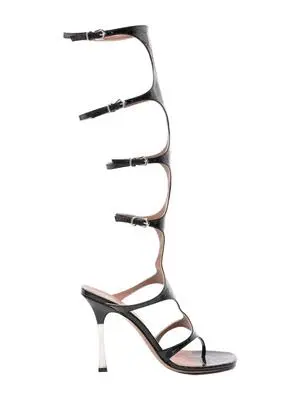 Paris Texas 100mm Uma Knee-high Sandals - Black
