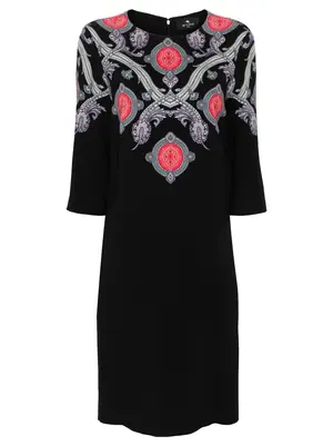 Etro Paisley-print Cady Midi Dress - Black