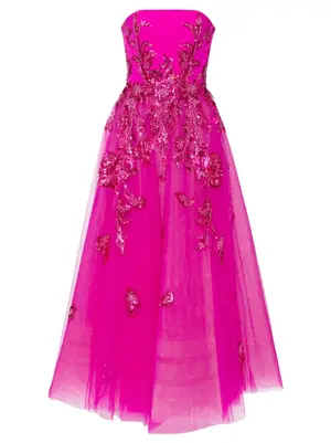 SAIID KOBEISY Beaded Tulle Gown - Pink