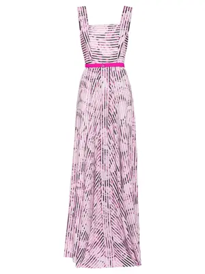 SAIID KOBEISY Striped Maxi Dress With Belt - Purple