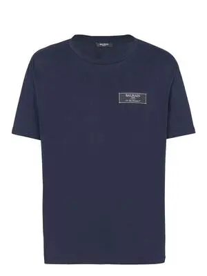 Balmain Logo-tag Cotton T-shirt - Blue