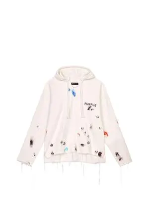 PURPLE BRAND Cotton Hoodie With Paint Splatter Detail - Neutrals
