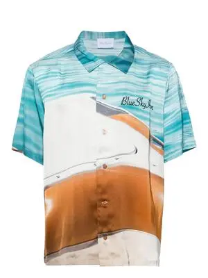BLUE SKY INN Boat-print Satin Shirt - Blue