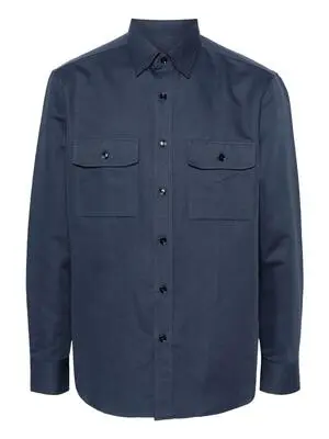 BRIONI Long-sleeve Cotton-linen Blend Shirt