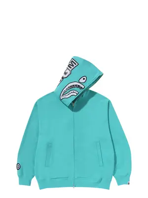 A BATHING APE Hand Drawn Face Relaxed Fit Shark Full Zip Hoodie - Blue
