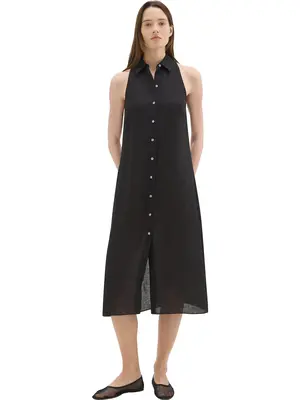 Theory Halter Neck Hemp Shirt Dress - Black