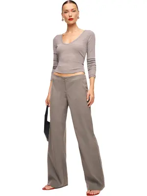 REFORMATION Petites Vida Low Rise Pant Charcoal Stripe